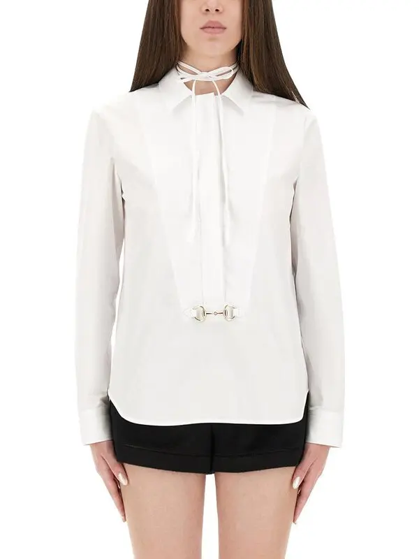 Gucci Cotton Poplin Shirt With Clamp Detail - White