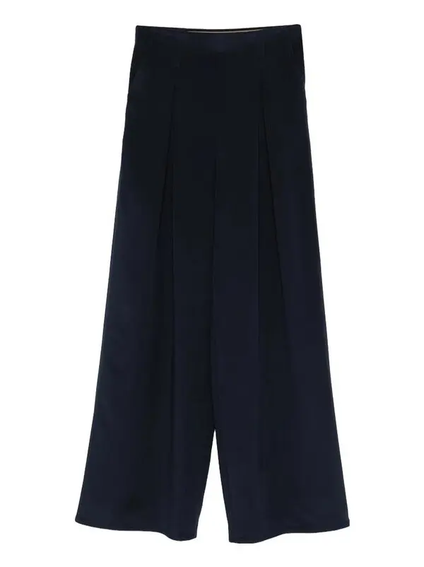 Max Mara Palazzo Pleated Silk Blend Trousers - Blue
