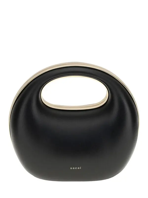 Sacai Rigid Handbag With Gold Detailing - Black