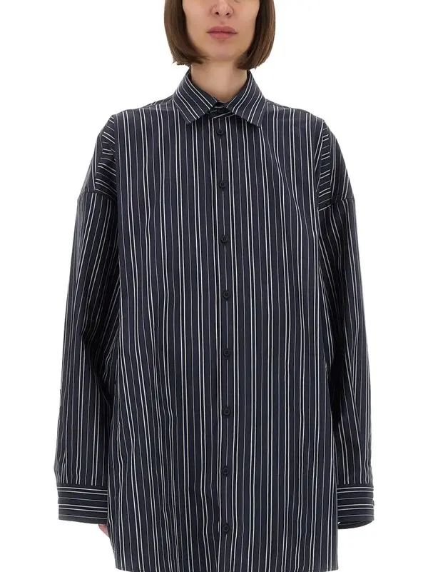 Balenciaga Oversize Striped Cotton Shirt - Blue