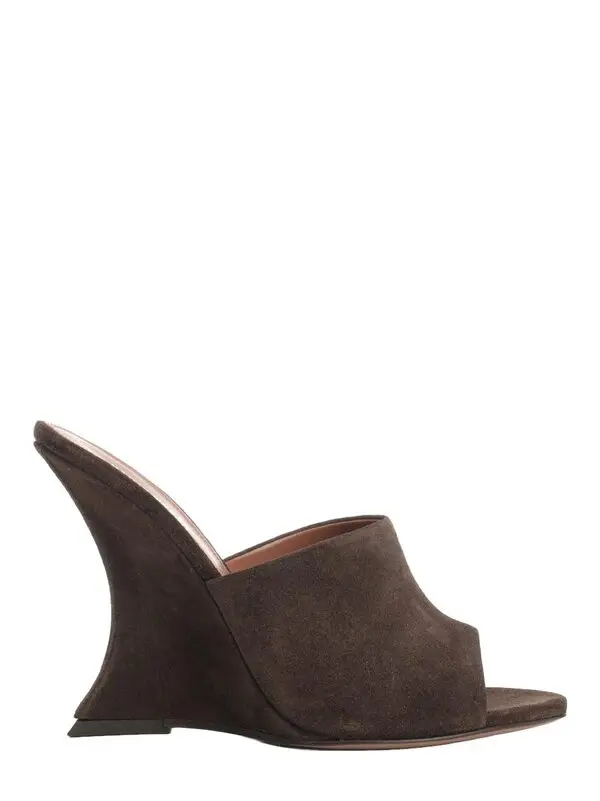 Paris Texas Nina" Open-toe Suede Wedge Mules - Brown