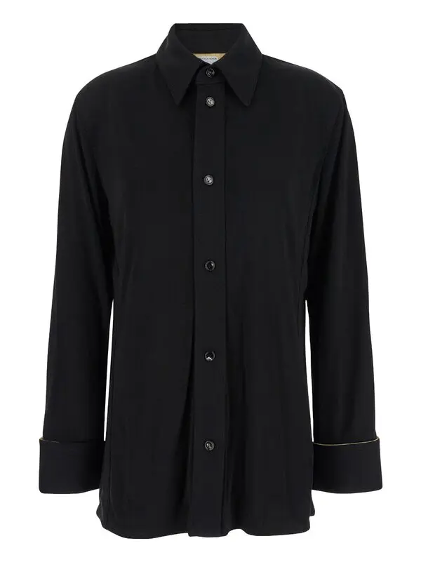 Bottega Veneta Black Viscose Shirt With Notebook Cuffs - Multicolor