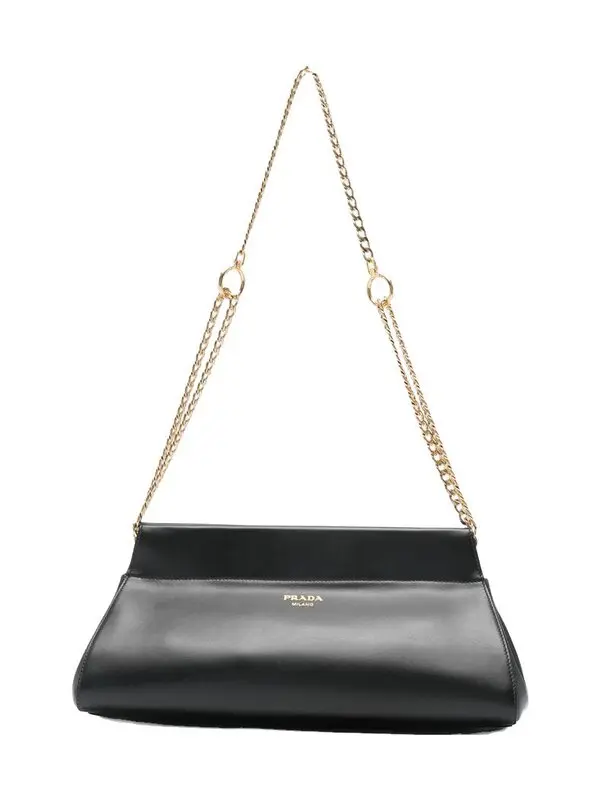 Prada Leather Shoulder Bag With Chain Strap - Black