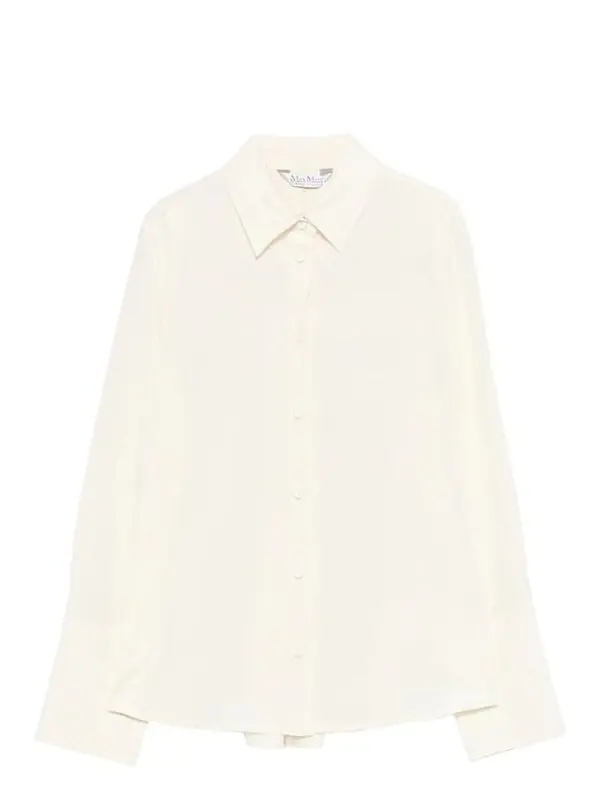 Max Mara Silk Spandex Button-up Shirt - Cream
