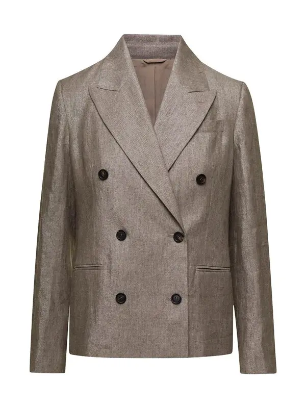 Brunello Cucinelli Metallic Double-breasted Jacket With Peak Lapels - Multicolor