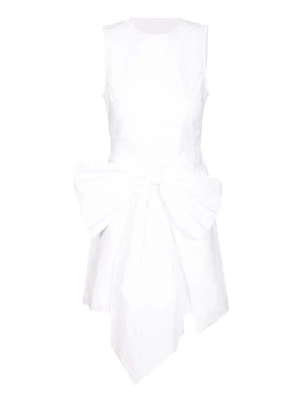 ROTATE BY BIRGER CHRISTENSEN Organic Cotton Bow Detail Mini Dress - White