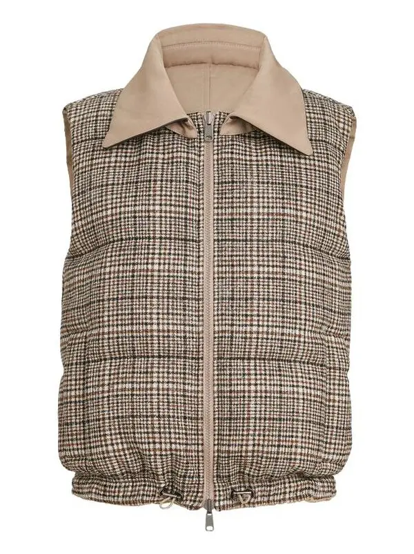 Brunello Cucinelli Reversible Sleeveless Down Vest With Spread Collar - Cream