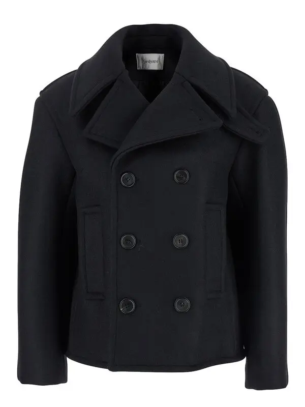 Saint Laurent Double-breasted Wool Coat - Multicolor