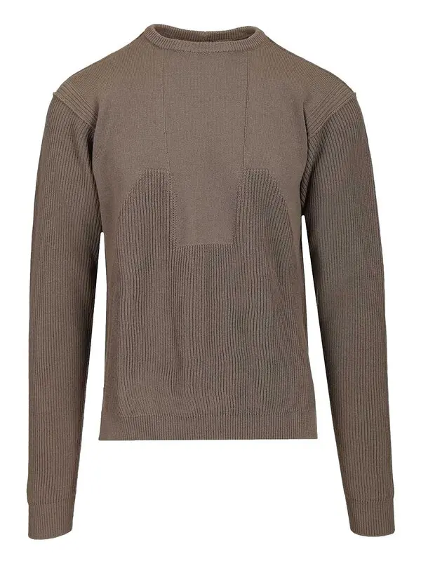 Rick Owens Crew Neck Wool Sweater With Partial Ribbing - Cream