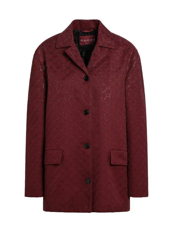 Gucci Single Breasted Gg Crystal Jacket - Red