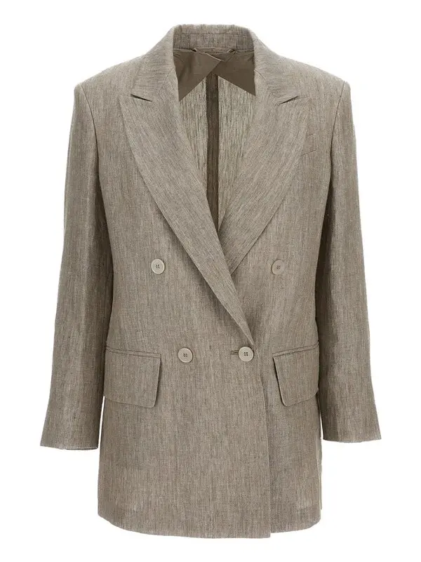 Max Mara Olimpia Double-breasted Linen Blazer - Multicolor