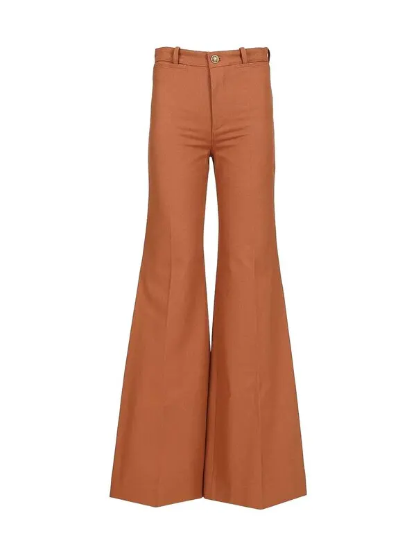 Chloé High-waisted Cotton Canvas Flared Trousers - Orange