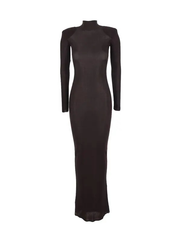 SELF-PORTRAIT Long Sleeve Turtleneck Viscose Dress - Multicolor