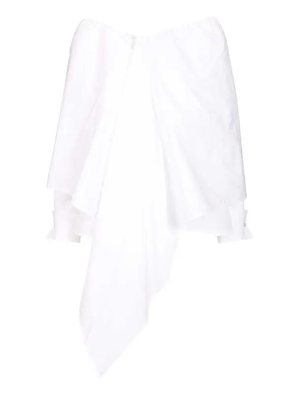 Max Mara Cotton Poplin Blouse With Asymmetrical Detail - White