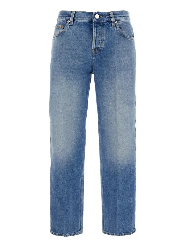 Gucci Denim Jeans With Rear Logo Patch And Faded Effect - Multicolor