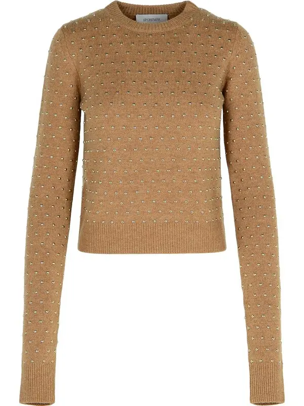 Sportmax Sierra Wool Blend Sweater With Metallic Detail - Brown