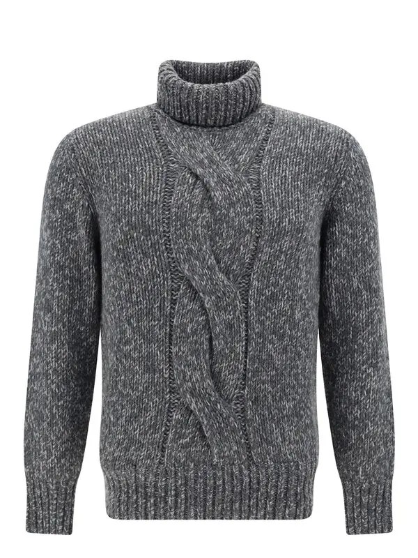 Brunello Cucinelli High Neck Sweater 100% Cashmere - Gray