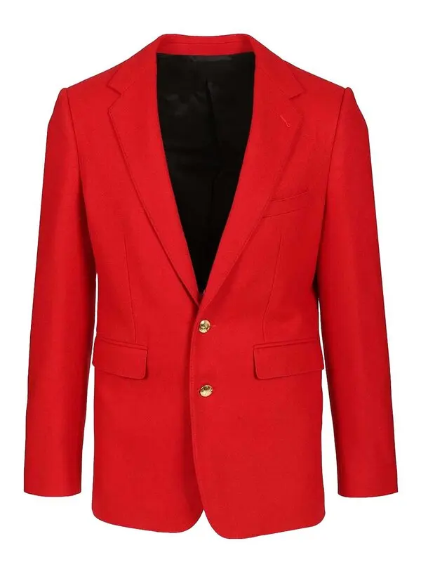 Celine Tailored Blazer In Lined Wool Flannel - Red