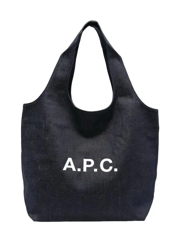 A.p.c. Cotton Tote Bag With Logo Print - Blue