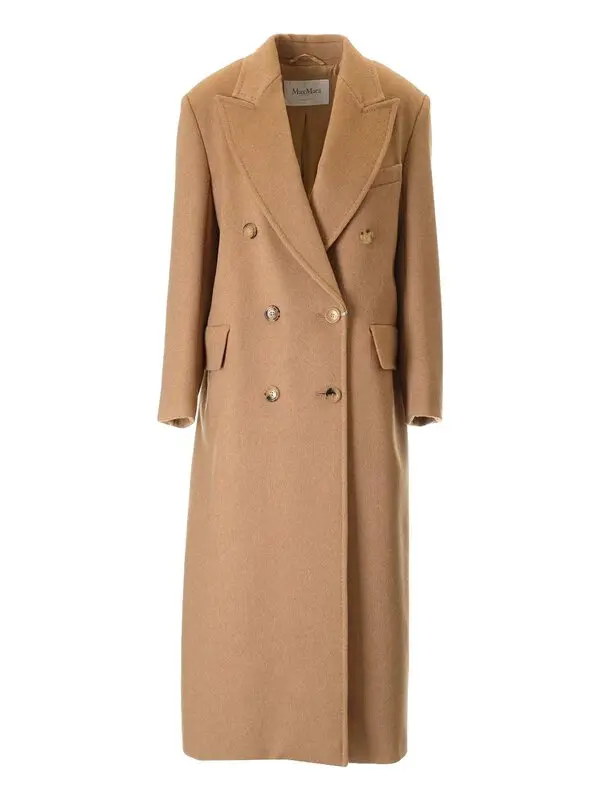 Max Mara Camel Hair Military Style Coat - Brown