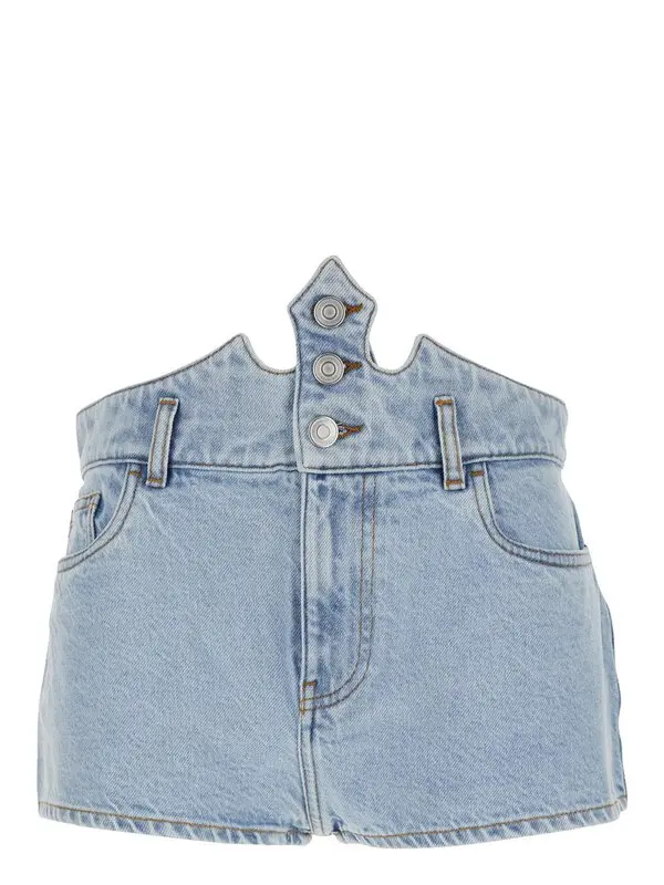 Coperni Denim Shorts With Crown Detail - Multicolor