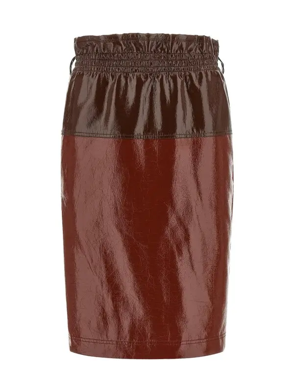 Saint Laurent Color-block Cotton Midi Skirt With Patent Effect - Multicolor
