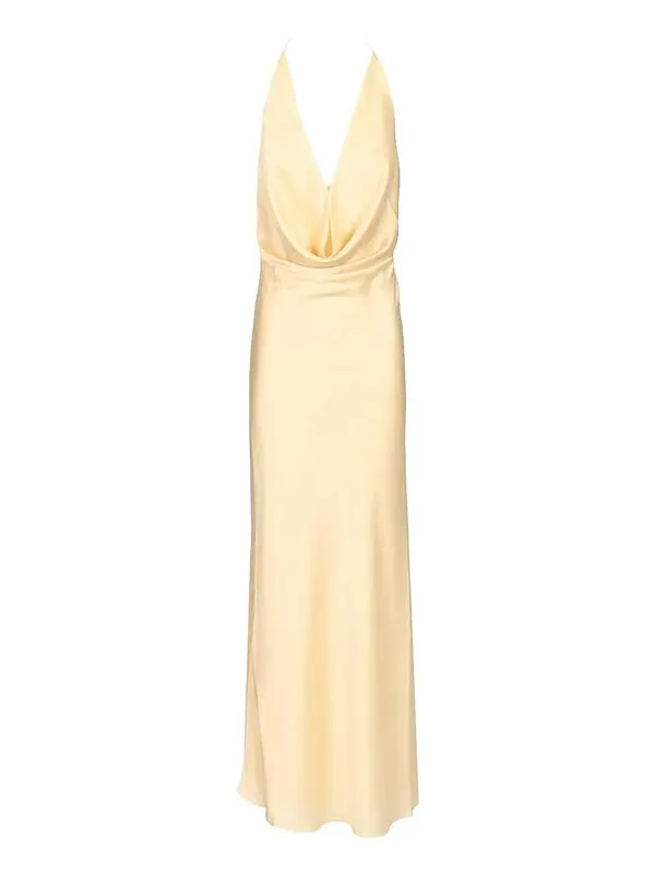ROTATE BY BIRGER CHRISTENSEN Long Crepe De Chine Chiffon Dress - Gold