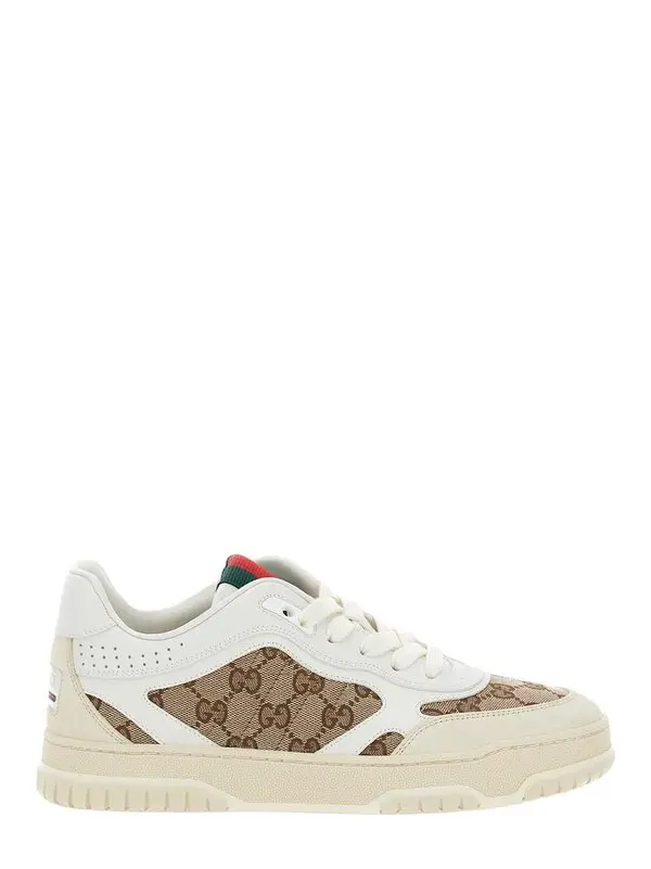 Gucci Low Top Sneakers With Gg Supreme Canvas And Web Detail - Multicolor