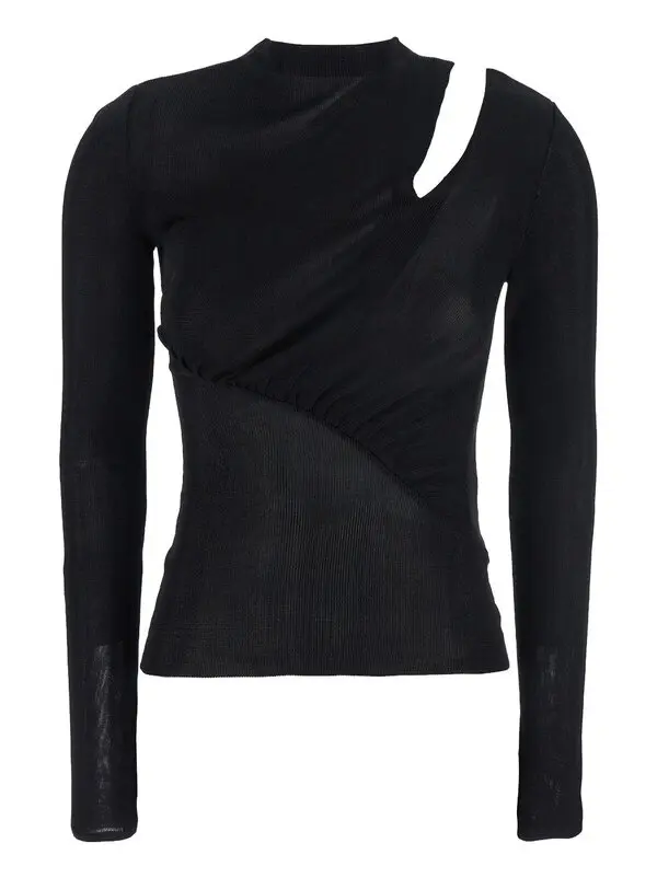 SELF-PORTRAIT Long-sleeve Viscose Top With Cut-out Detail - Multicolor