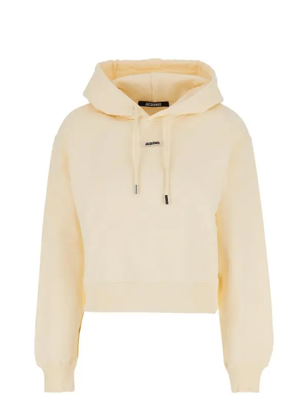 Jacquemus Le Hoodie Gros Grain Cropped Hoodie - Cream