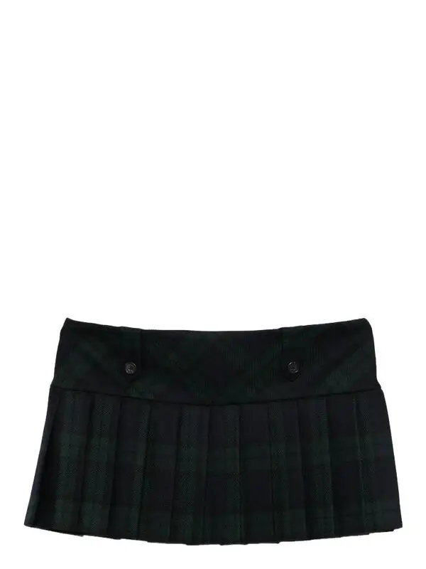 Miu Miu Pleated Checked Mini Skirt - Blue
