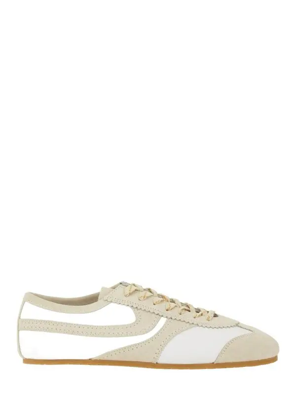 Dries Van Noten Leather And Suede Low Top Sneakers - White
