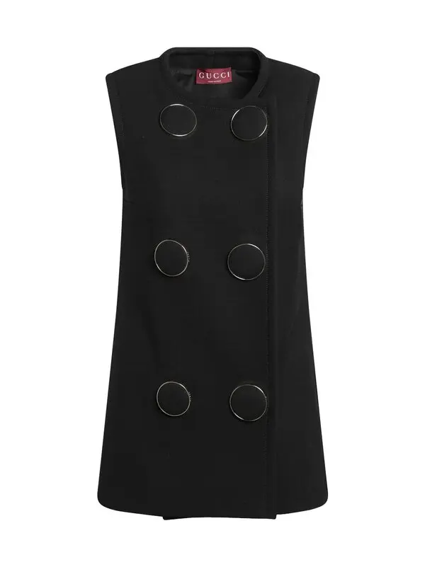 Gucci Textured Wool Vest With Large Buttons - Black