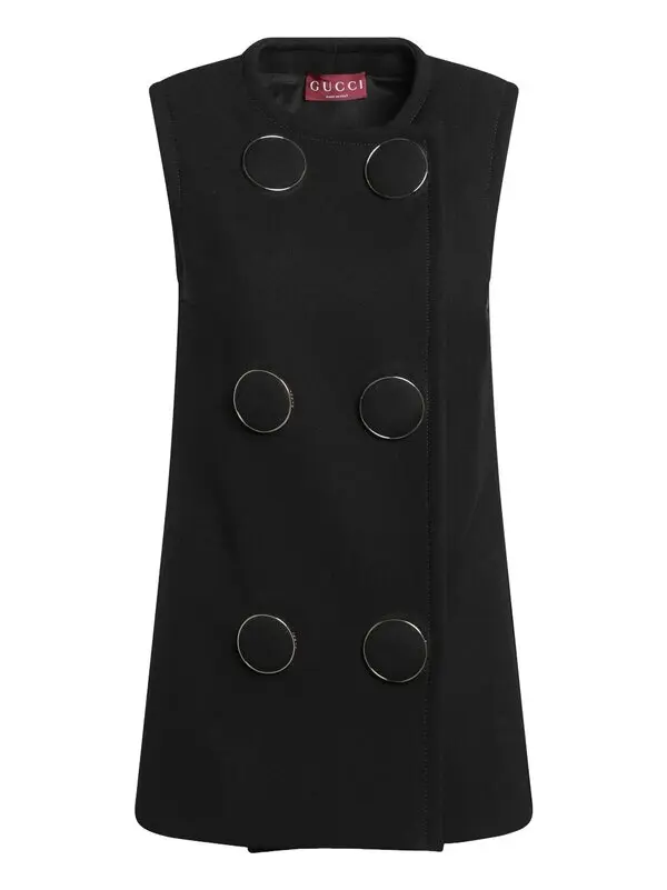 Gucci Textured Wool Vest With Large Buttons - Black