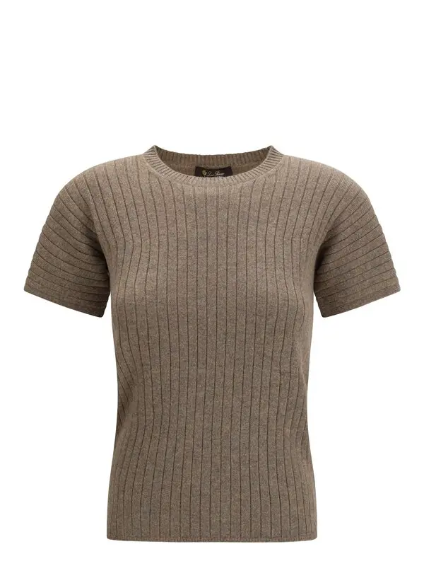 Loro Piana Ribbed Baby Cashmere Crewneck Sweater - Brown