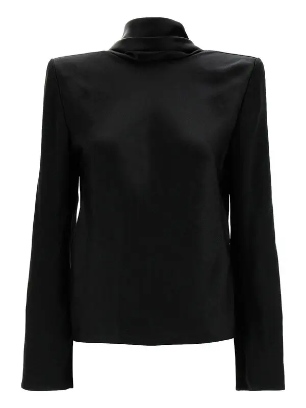 Saint Laurent Silk Satin Blouse With Cowl-back - Multicolor