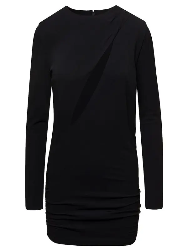 Versace Black Fitted Minidress With Cut-out Detail In Viscose - Multicolor