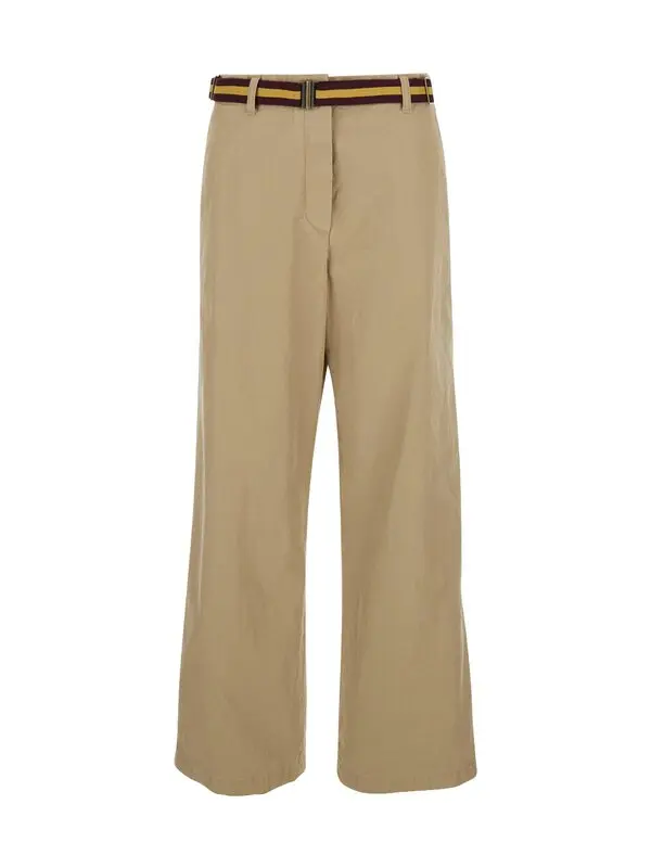 Dries Van Noten Cotton Belted Trousers - Multicolor