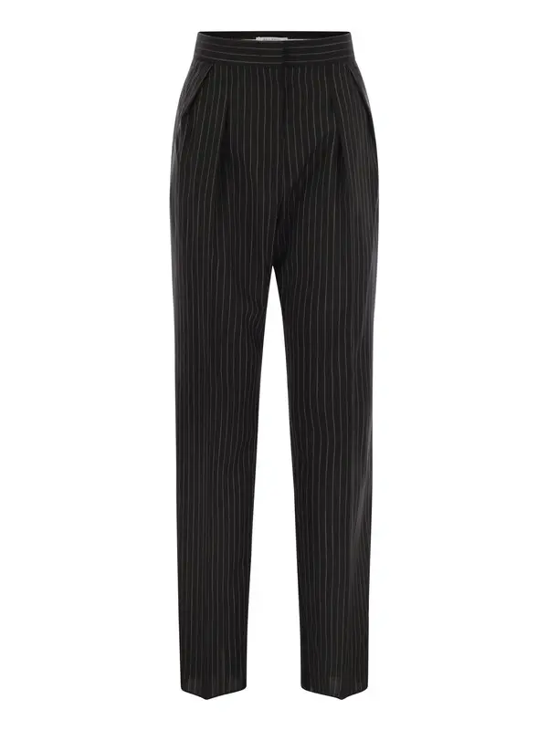 Max Mara Sesamo Carrot Trousers In Wool Cloth - Black
