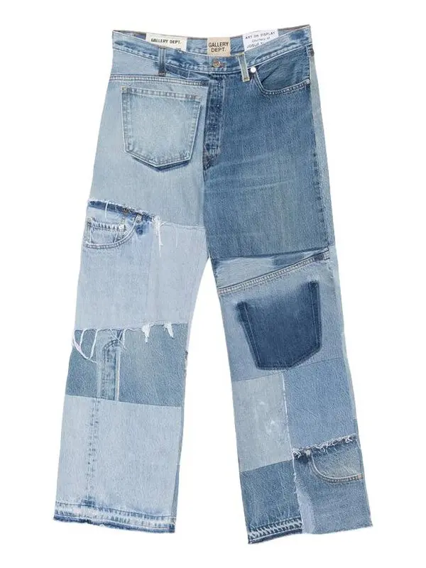 GALLERY DEPT. Patchwork Frayed Hem Jeans - Blue