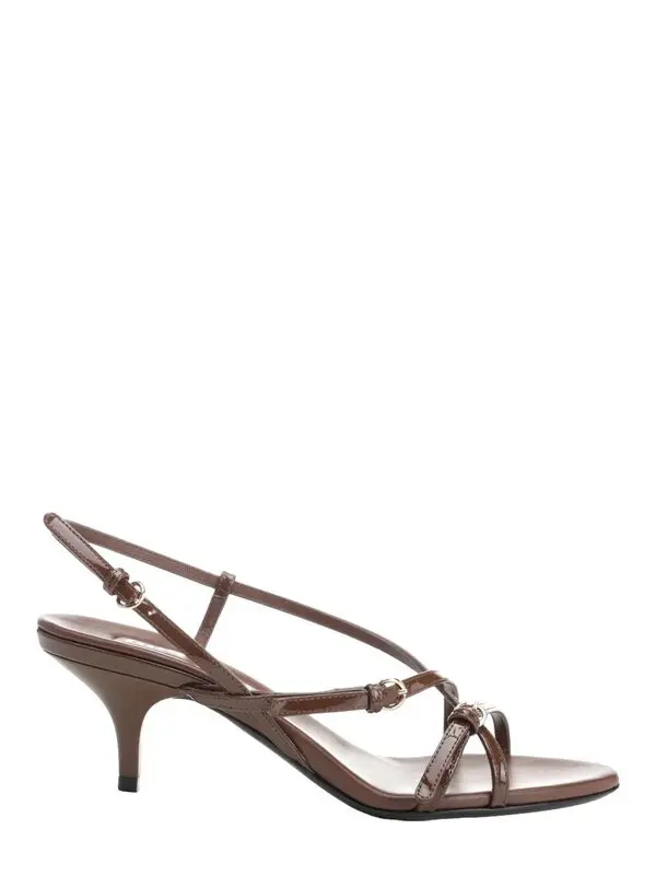 Miu Miu Patent Leather Sandals With Mini Buckles - Brown
