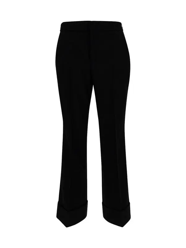 Gucci Black Slim Wool Pants With Web Detail - Multicolor