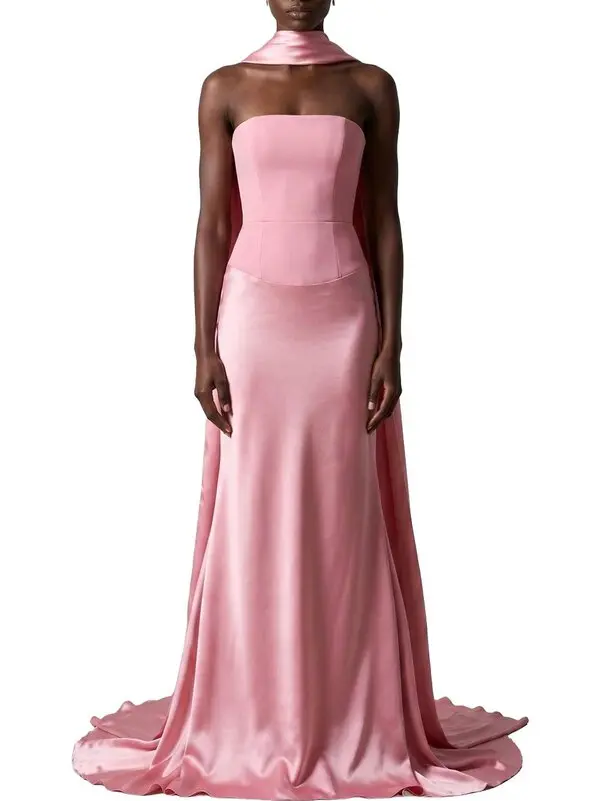 Solace London Halter Neck Gown - Pink