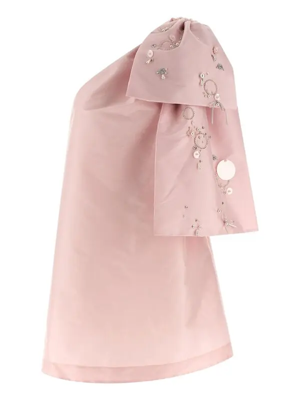 Bernadette Winnie" Mini Dress With Bow And Jewel Embellishments - Pink