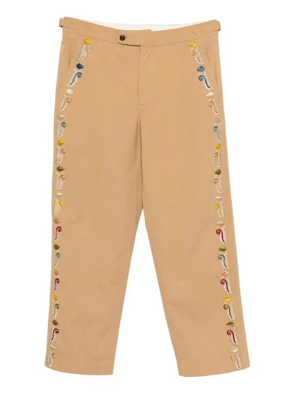 BODE Straight Leg Trousers With Side Stripe Detail - Cream
