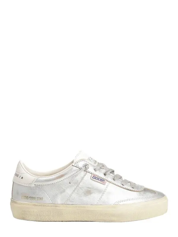 GOLDEN GOOSE Soul Star Sneakers In Metallic Leather - Silver