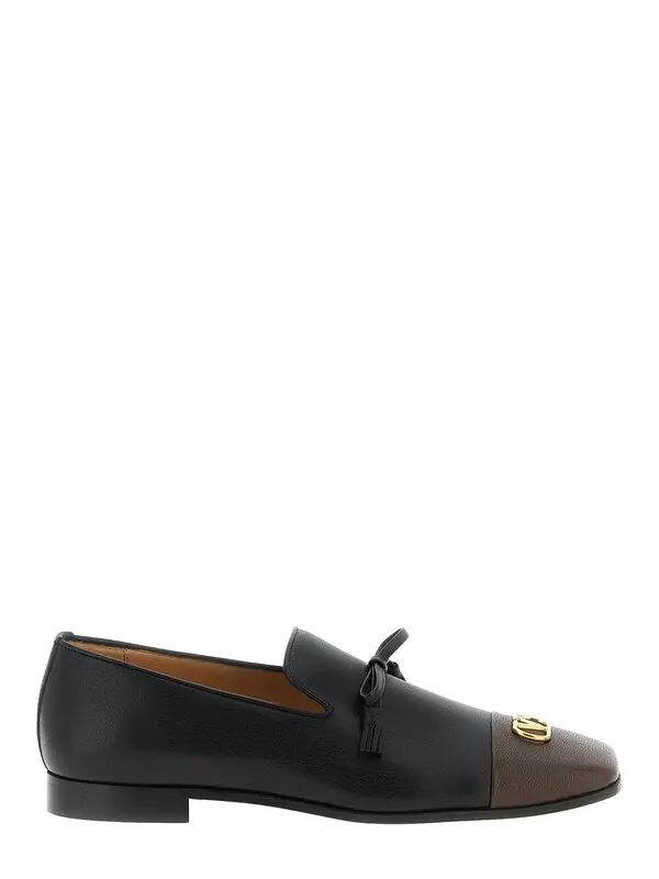 Valentino Garavani Two-tone Kid Leather Loafers With Vlogo Signature - Black