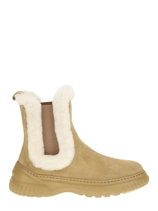 Dior Tan Suede And Shearling Boots - Multicolor