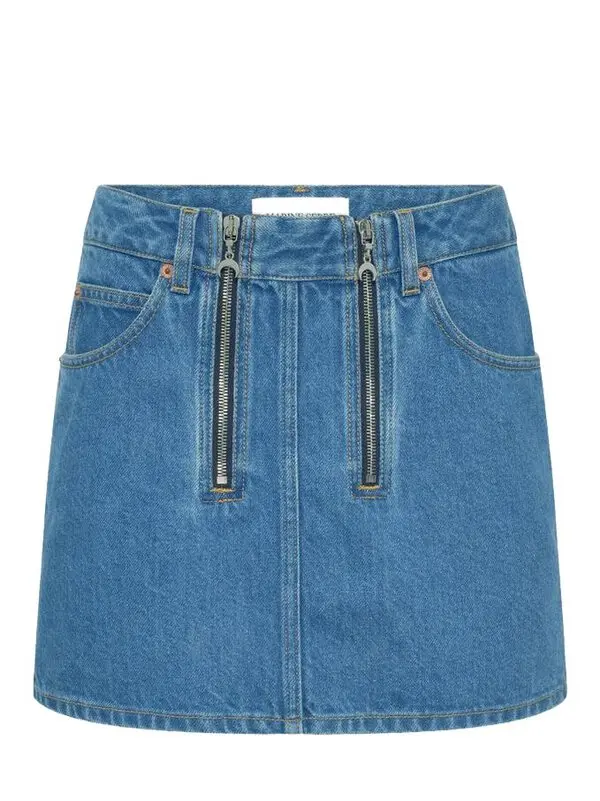 MARINE SERRE A-line Skirt With Zip-fastening Details - Blue