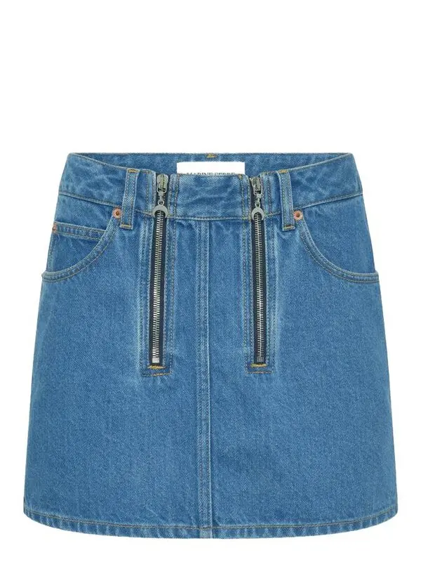 MARINE SERRE A-line Skirt With Zip-fastening Details - Blue